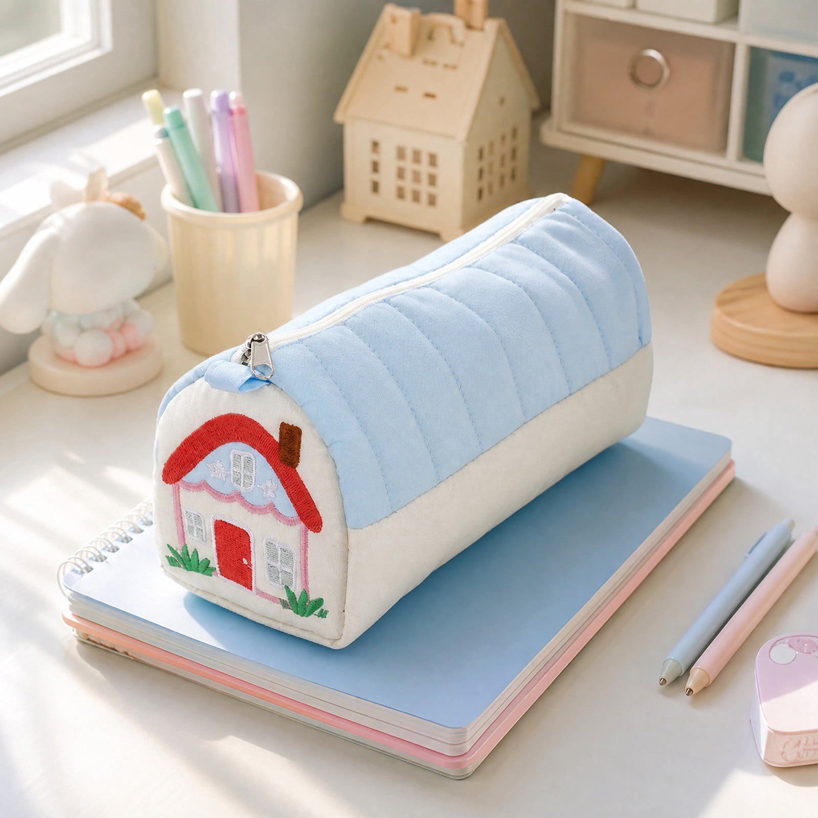 Cartoon Pencil Case, Large Capacity Pen Pouch with Embroidered Design ...