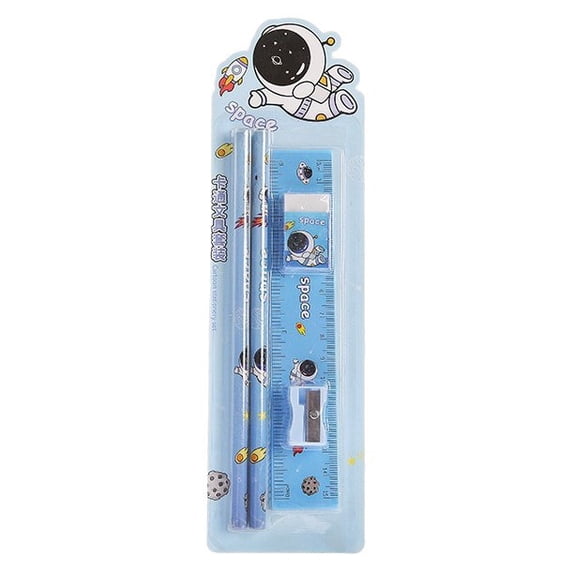 Cartoon Pencil Stationery Set - 5-Piece Student Gift with Eraser, Ruler ...