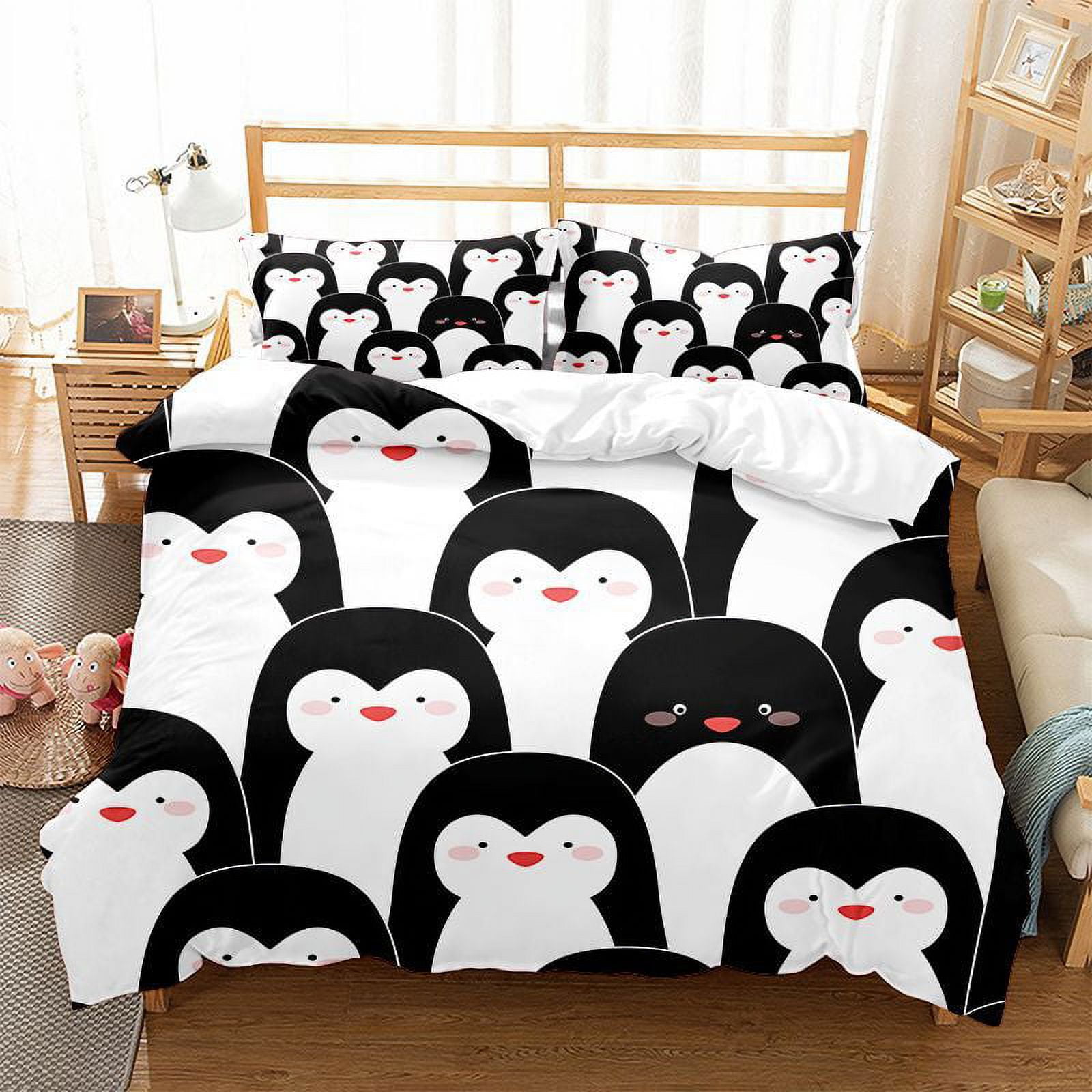 Cartoon Penguin Bedding Set King/ Size for Kids Animated Antarctic ...