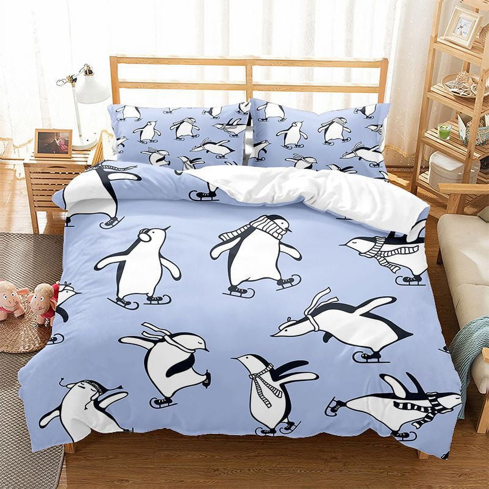 Cartoon Penguin Bedding Set King/ Size for Kids Animated Antarctic ...