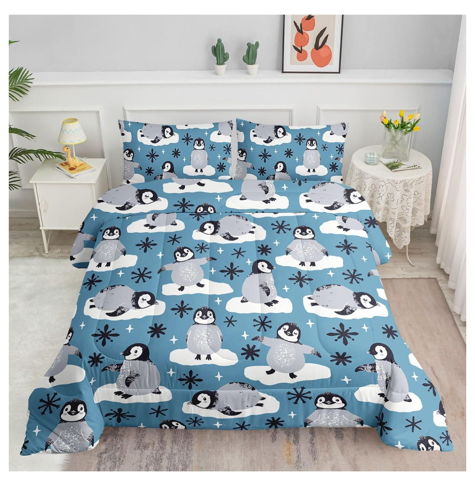 Cartoon Penguin Comforter Set Antarctica Animals Wildlife Printed ...