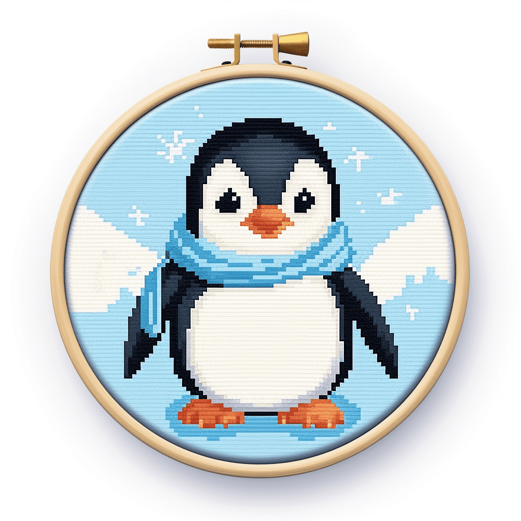 Cartoon Penguin DIY Stamped Cross Stitch Kits for Beginners Easy with ...