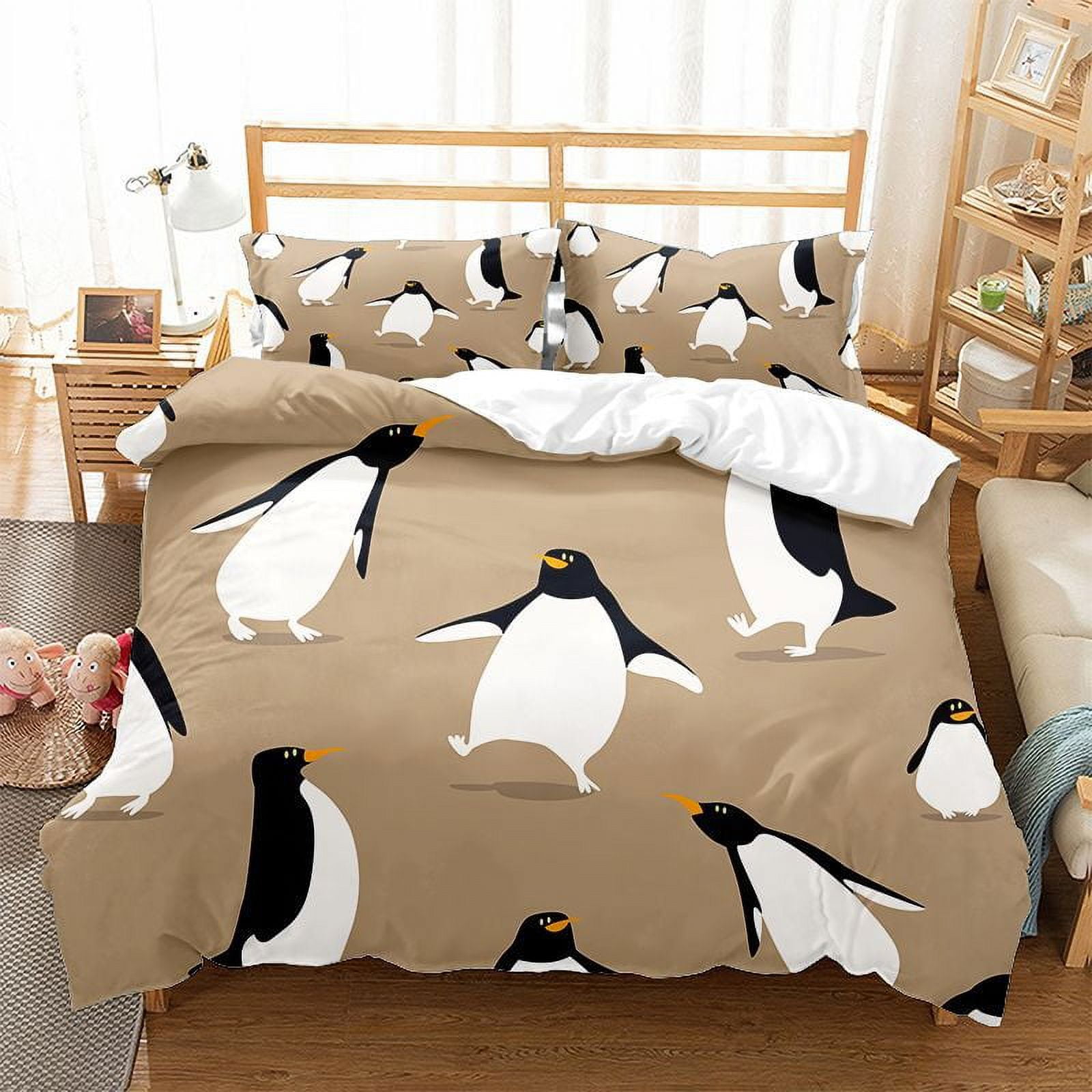 Cartoon Penguin Duvet Cover Set for Kids Boy Girl Animated Antarctic ...