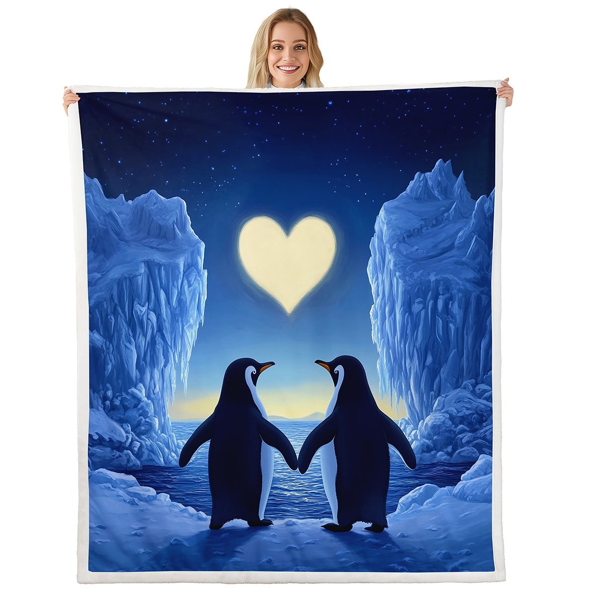 Cartoon Penguin Throw Blanket Iceberg Pattern 40"X50" Fleece Blanket ...