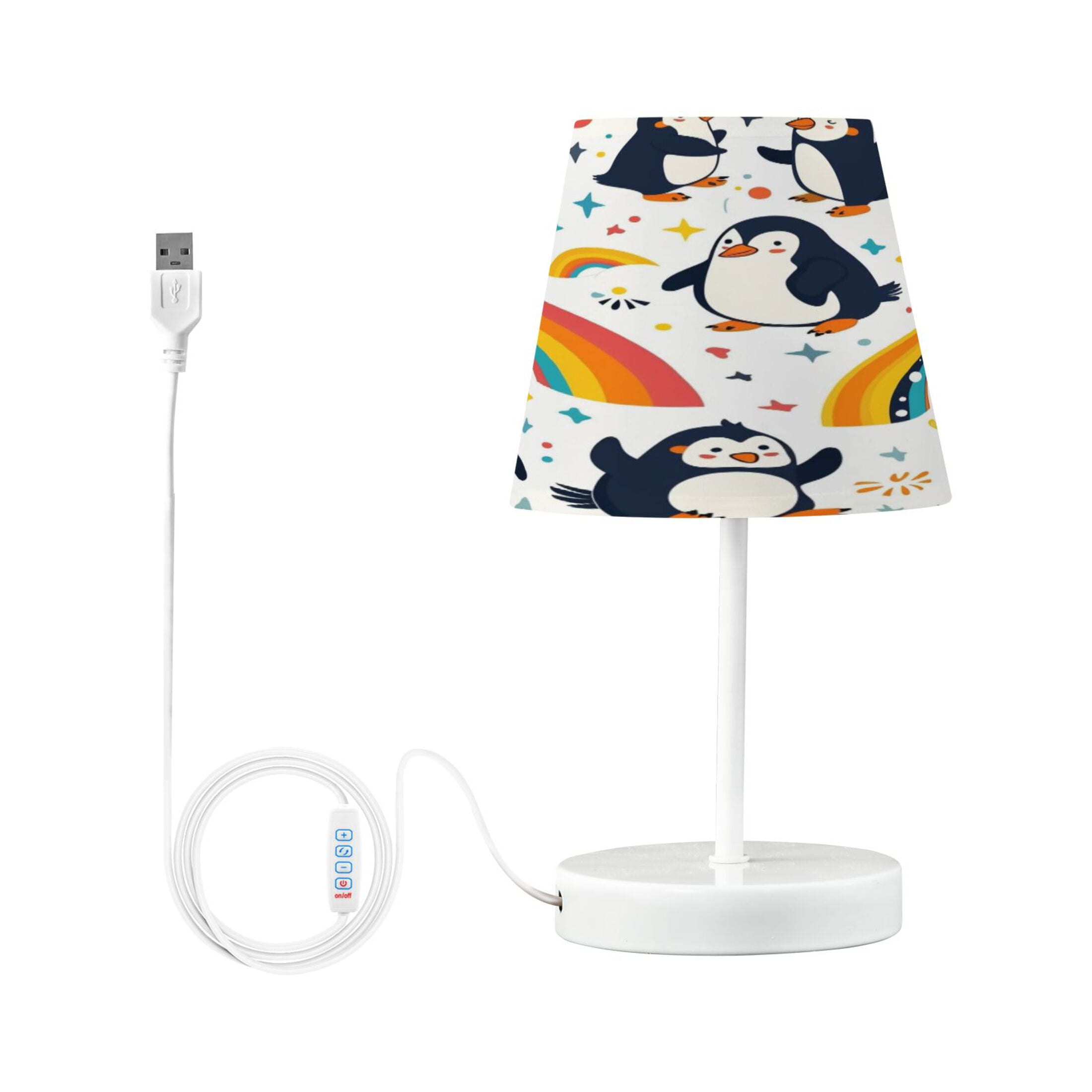 Cartoon Penguins and Rainbow Desk Lamp LED Table Nightstand Lamps with ...