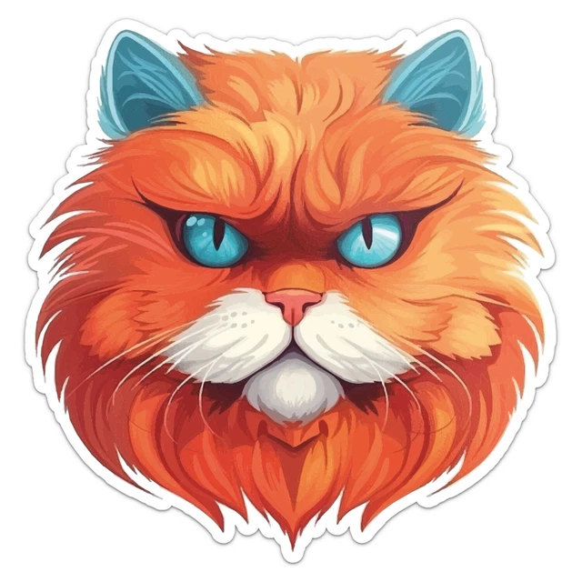 Cartoon Persian Cat Sticker Phone Decal Water Bottle Stickers Car ...