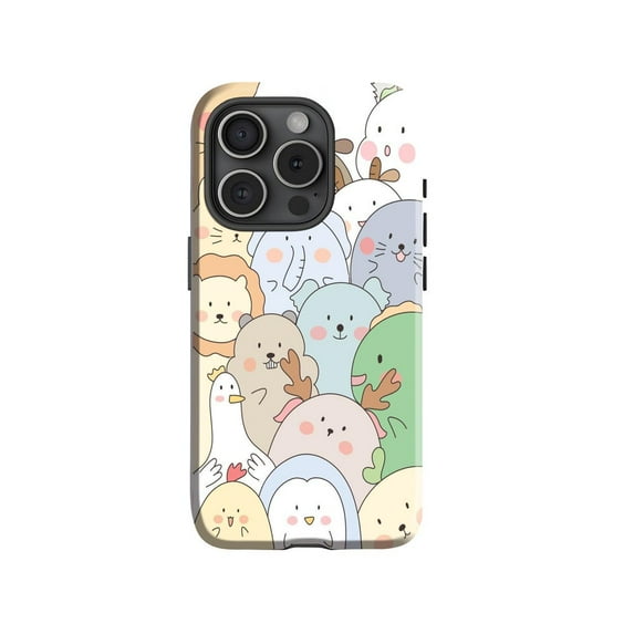 Cartoon Pet Collage Cute Kawaii Style iPhone Case 17 16 15 14 13 12 11 ...