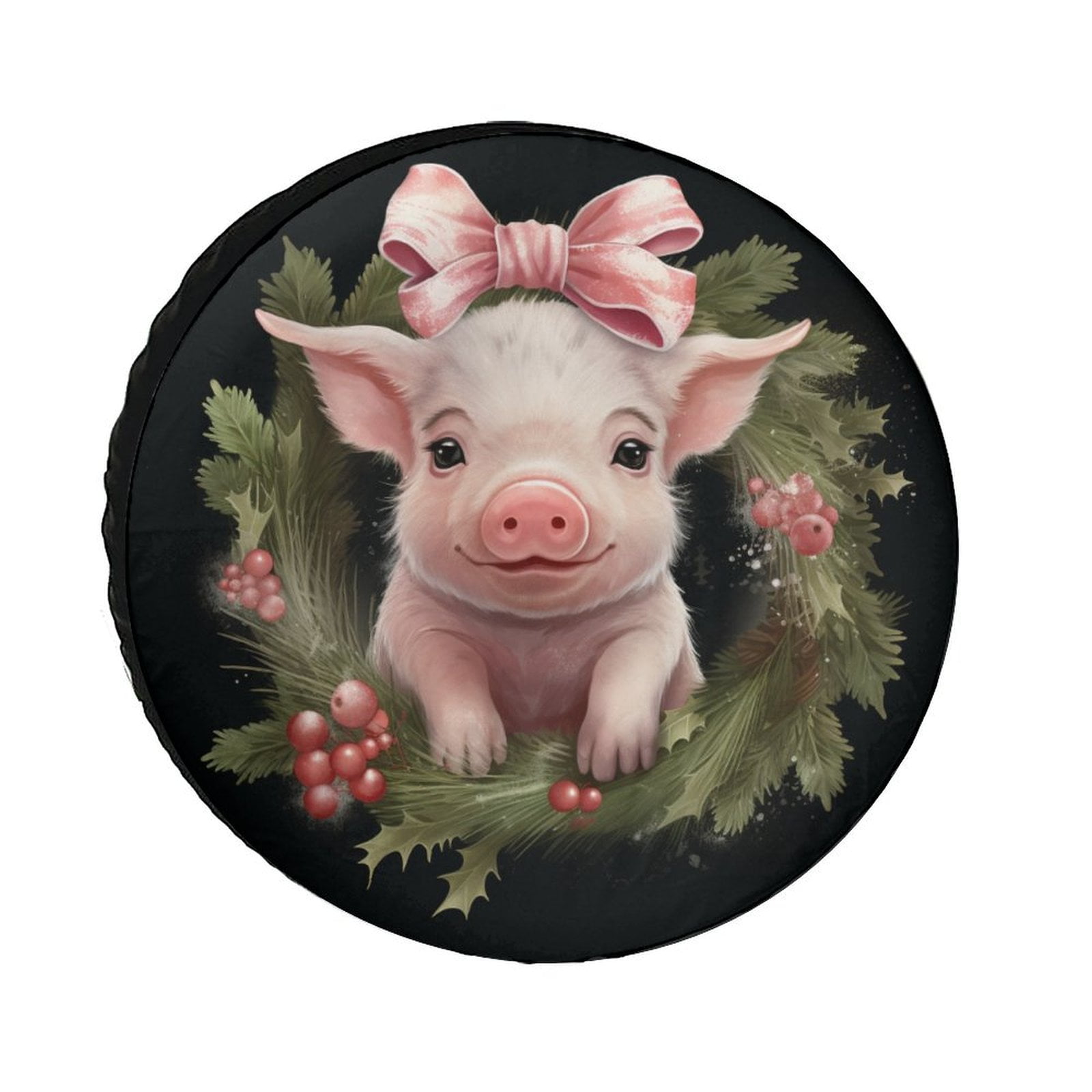 Cartoon Pet Pig Snowflakes Winter Camping Spare Tire Cover Funny Animal ...