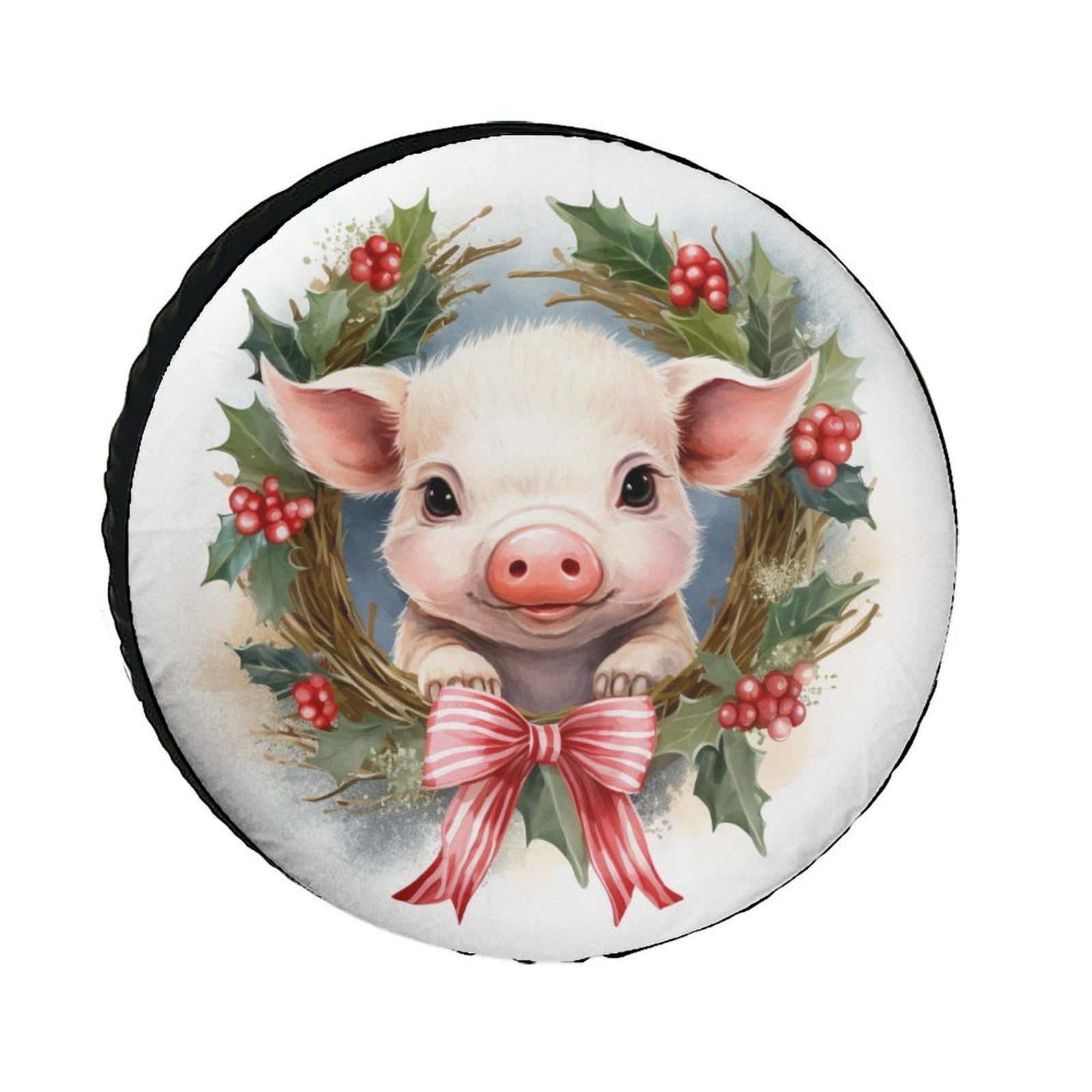 Cartoon Pet Pig Snowflakes Winter Camping Spare Tire Cover Lovely Pink ...