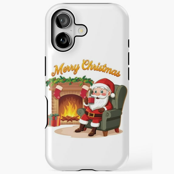Cartoon Pet by Fireplace Cozy Holiday Scene iPhone Case for iPhone 17 ...