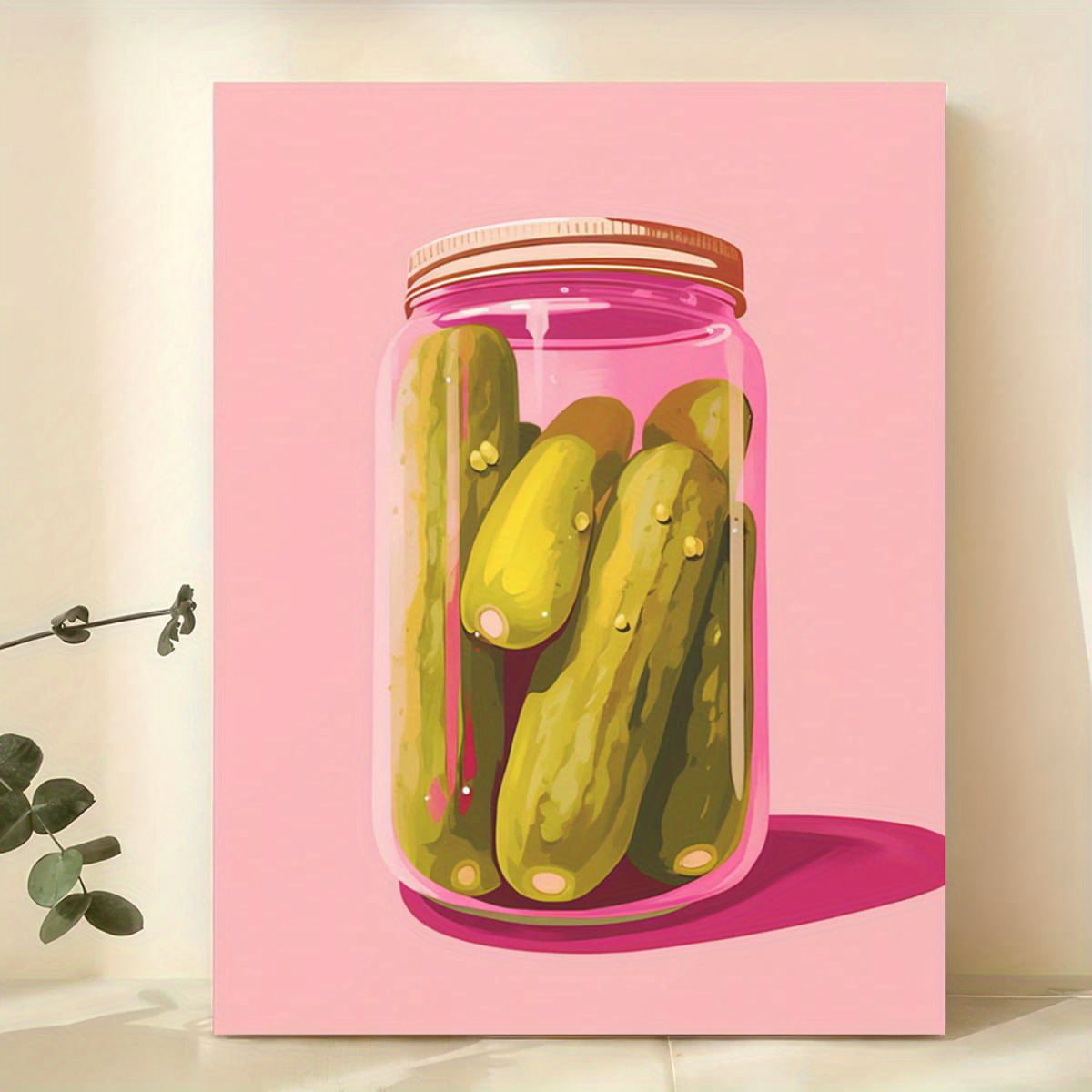 Cartoon Pickle Jar Canvas Wall Art - Frameless Art Deco Modern Retro ...