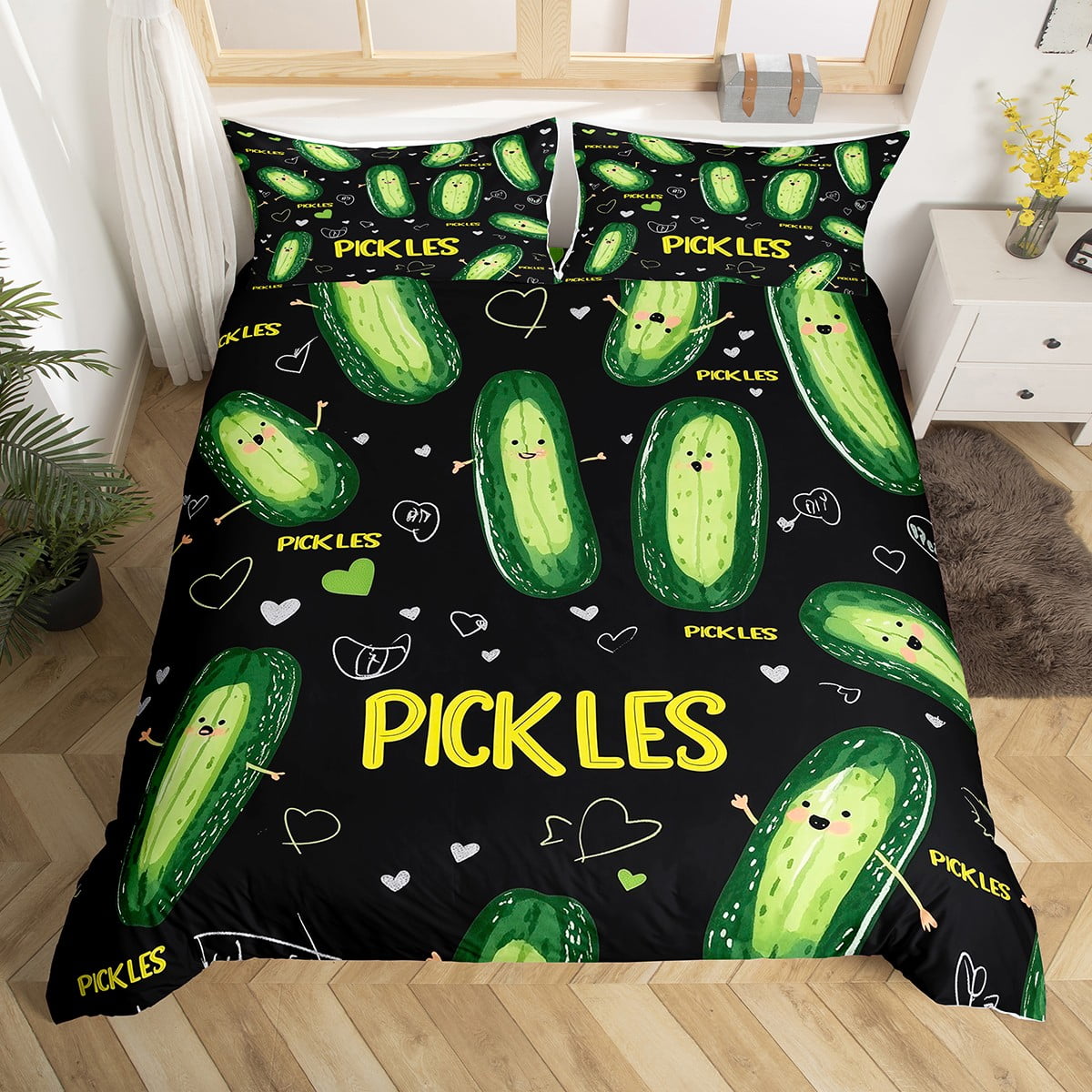 Cartoon Pickled Cucumber Duvet Cover Pickled Vegetables Bedding Set ...