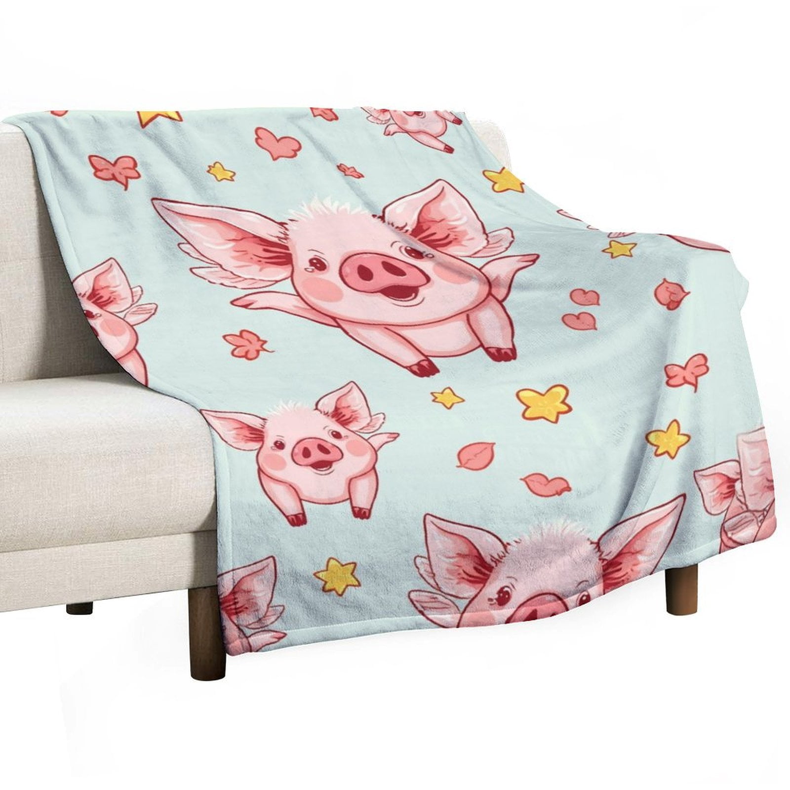 Cartoon Pig Blanket Flannel Bed Sofa Travel Camping Super Soft Cozy ...