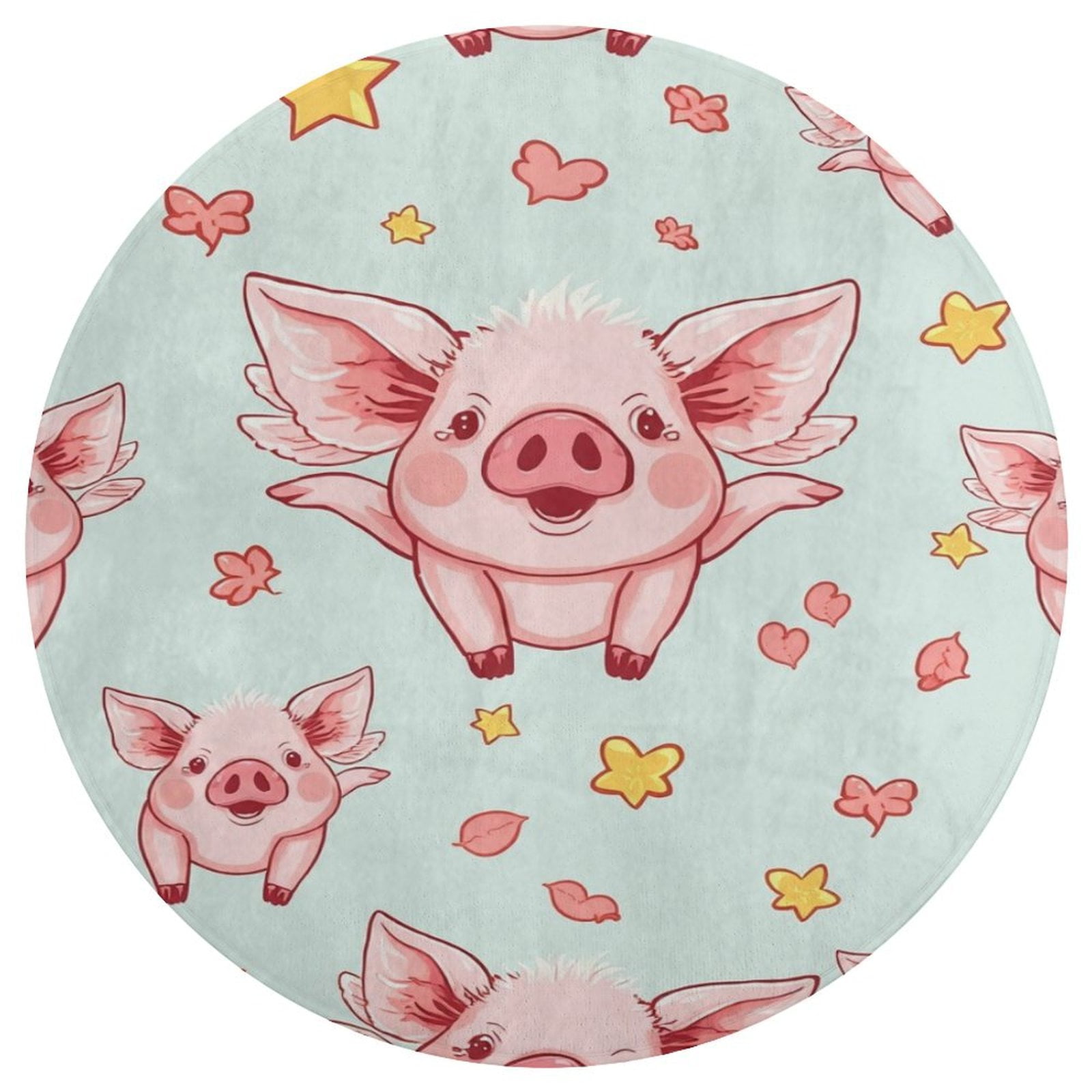 Cartoon Pig Circular Carpet Floor Mat Living Room Sofa Room Bed Rug ...