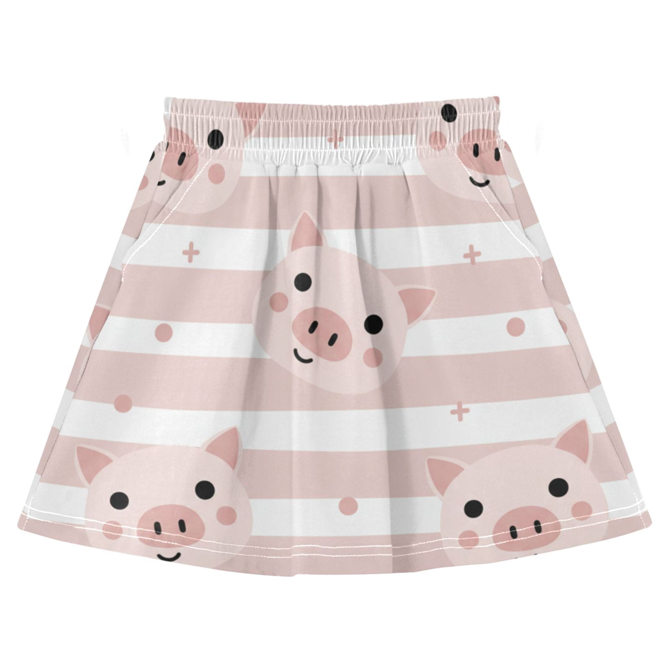 Cartoon Pig Cotton Skirt Built-in Liner Elastic A-Line Flared Skirt ...