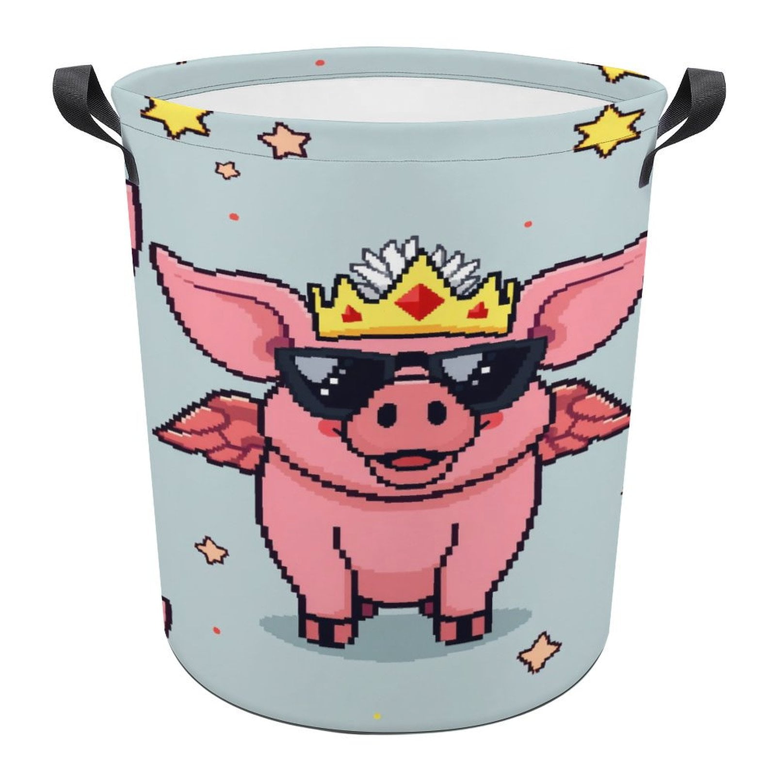 Cartoon Pig Folding Laundry Basket Storage Bin Large Hamper Collapsible ...