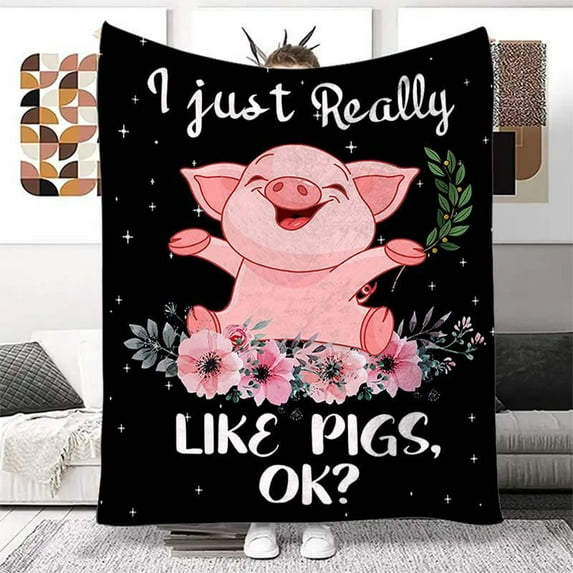 Cartoon Pig Pattern Blanket, 1 Count Soft and Comfortable Air ...