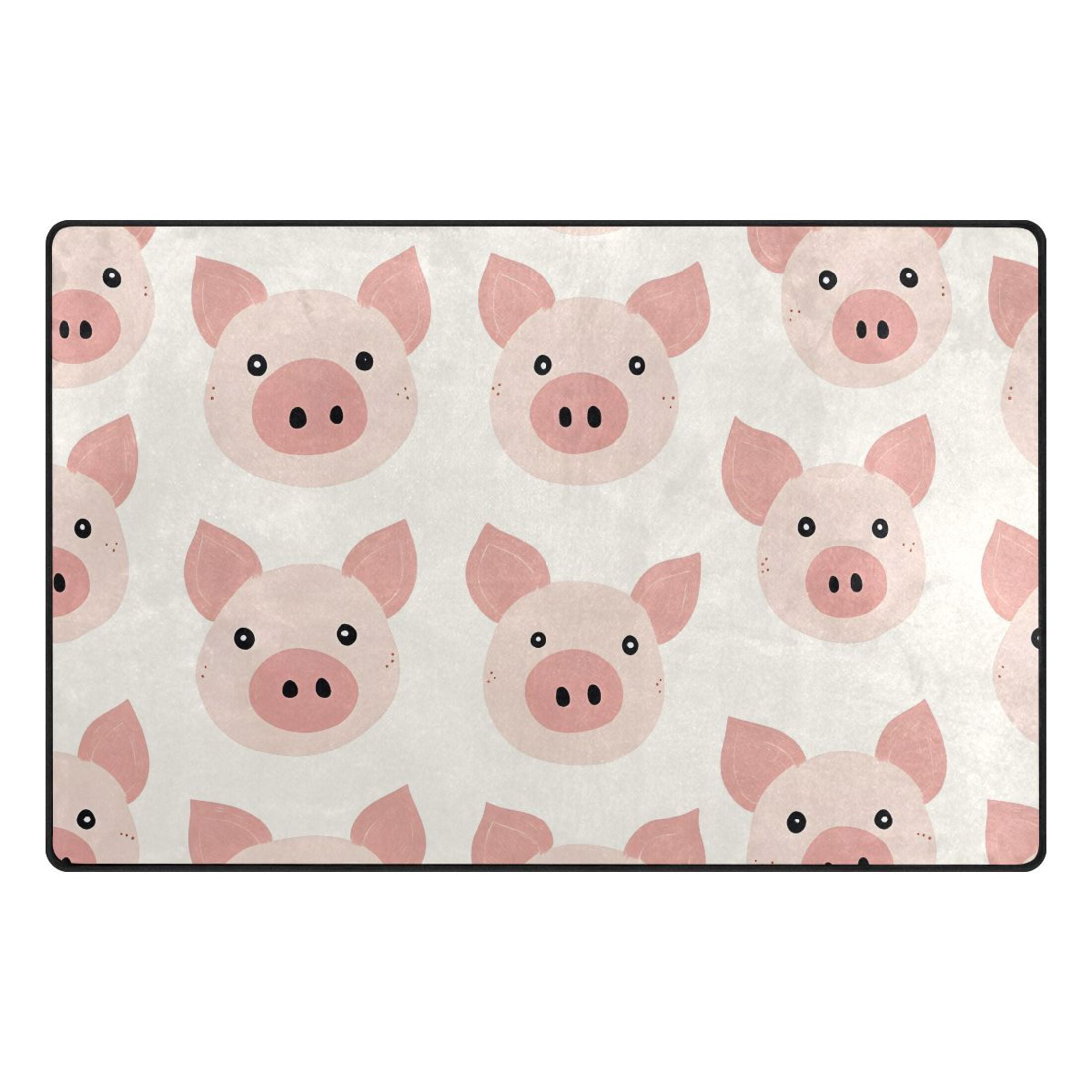 Cartoon Pig Pattern Memory Foam Area Rug 60"x39" Non Slip, Absorbent ...