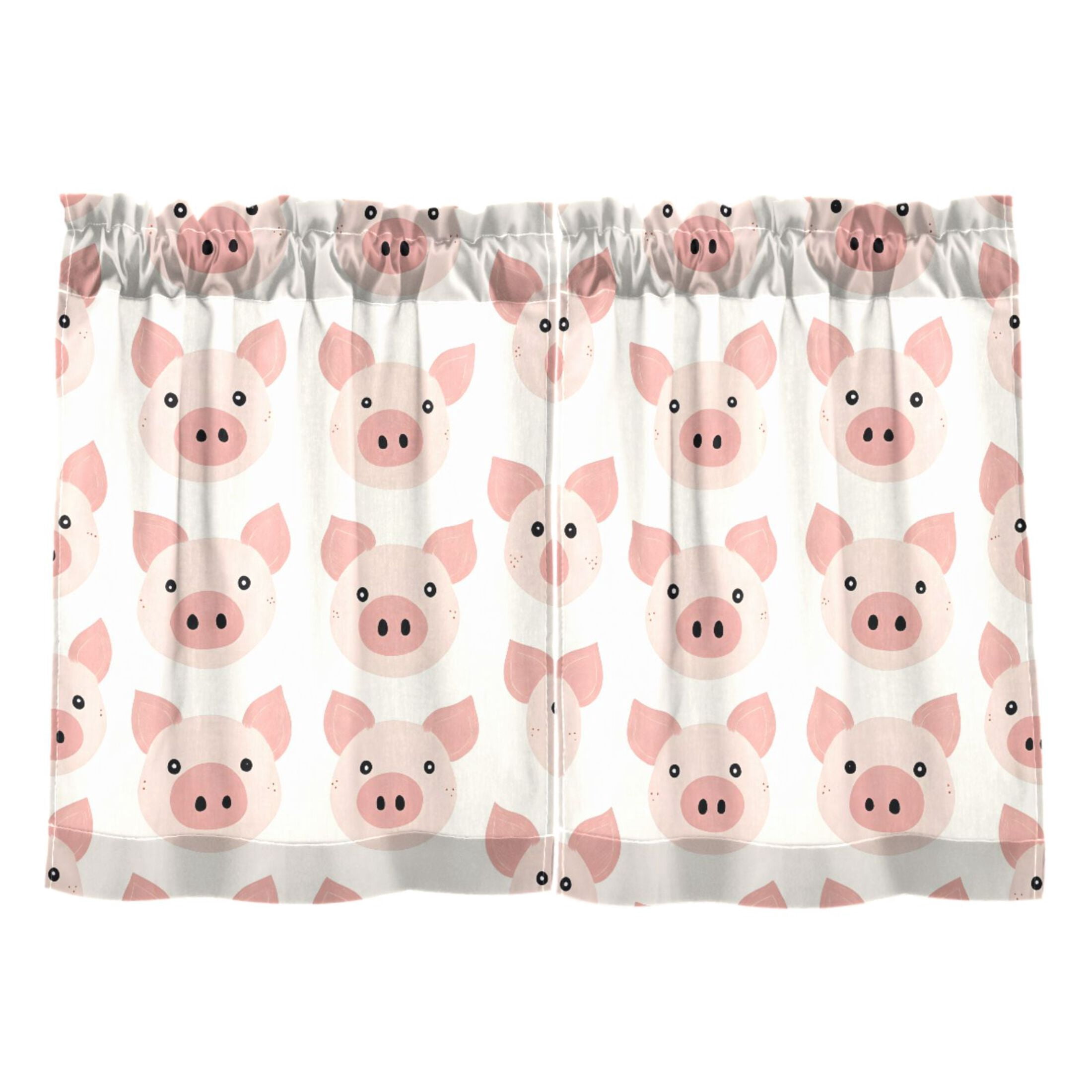 Cartoon Pig Pattern Tier Curtains Tier Kitchen Living Room Bedroom ...