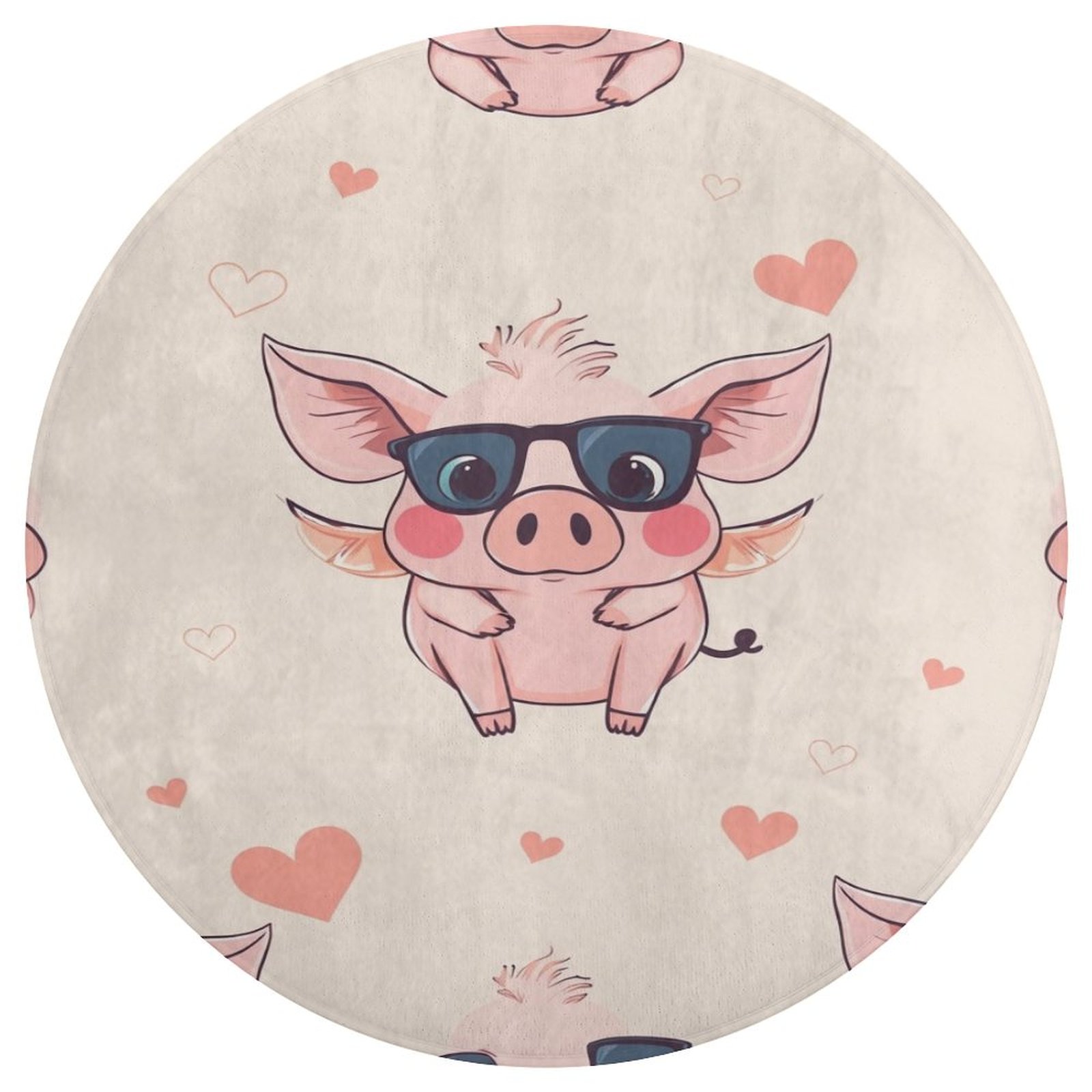 Cartoon Pig Round Area Rug Floor Carpets Washable Indoor Floor Area Mat ...
