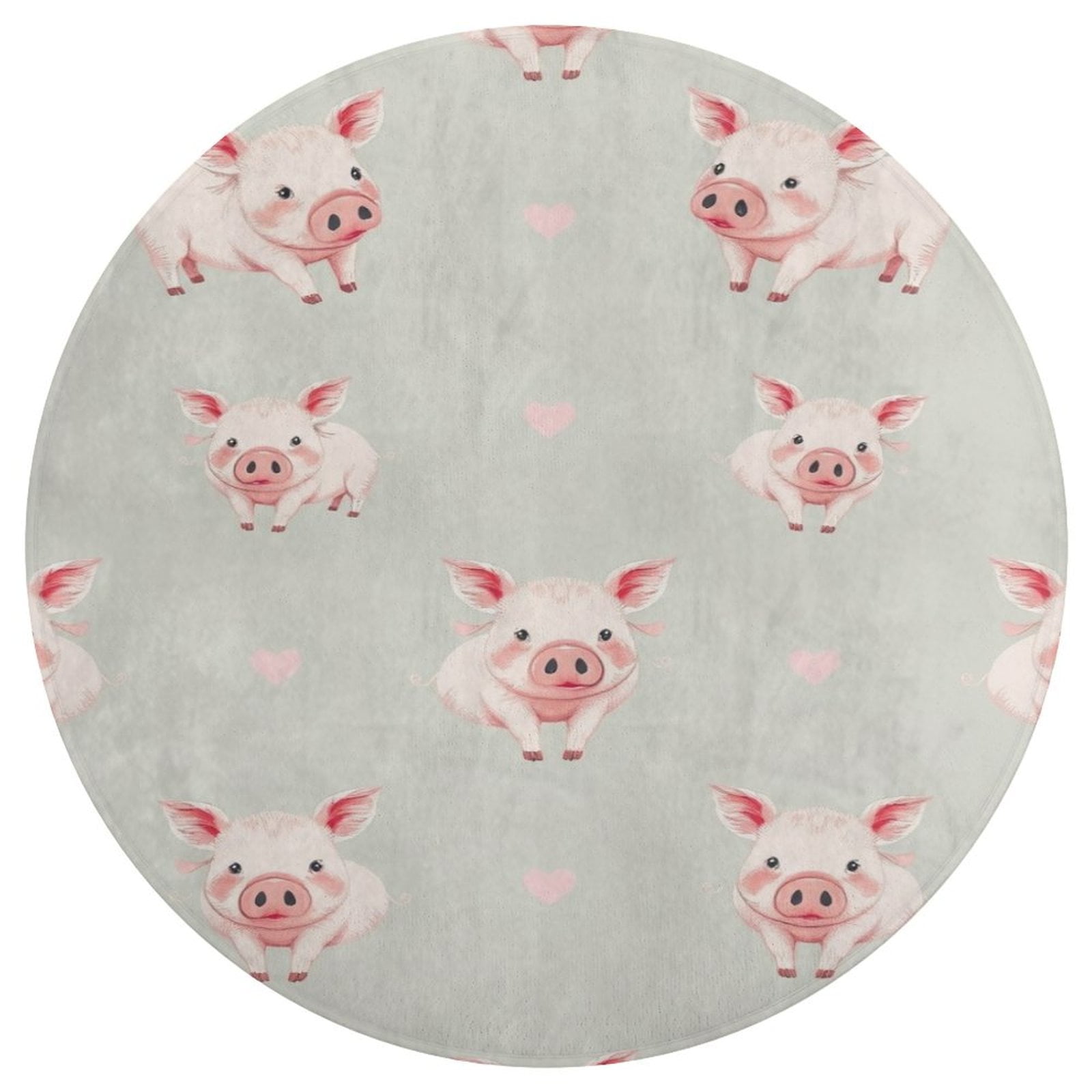 Cartoon Pig Round Area Rug Floor Carpets Washable Indoor Floor Area Mat ...