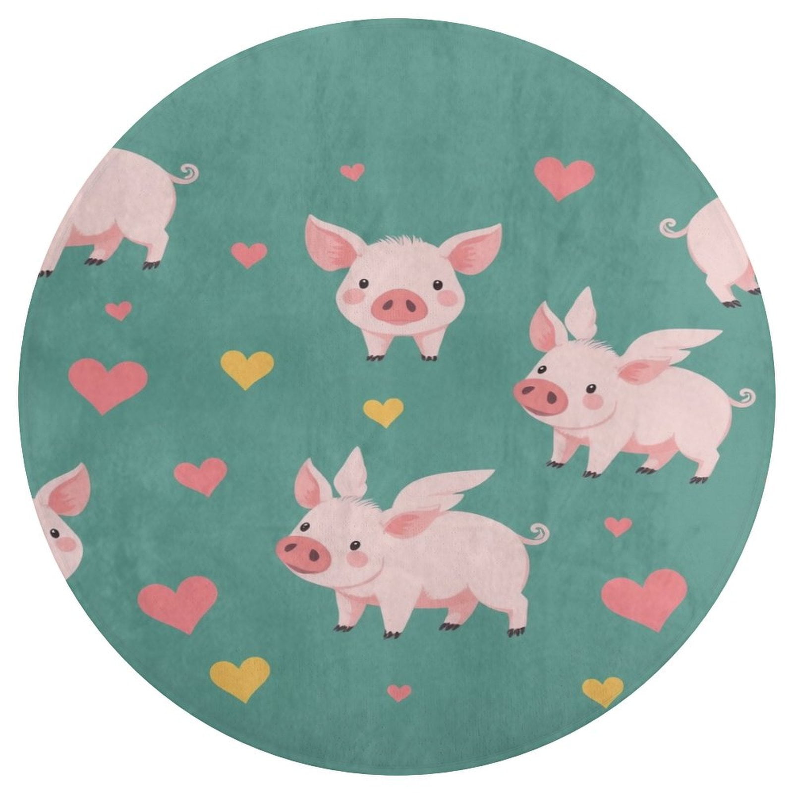 Cartoon Pig Round Area Rug Soft Sofa Nursery Carpet Floor Mat Non Slip ...