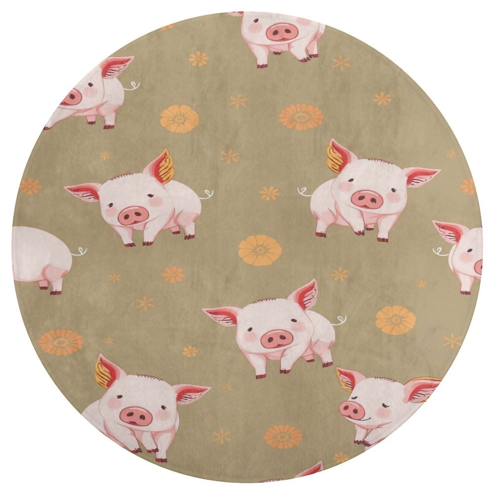 Cartoon Pig Round Area Rug Soft Sofa Nursery Carpet Floor Mat Non Slip ...
