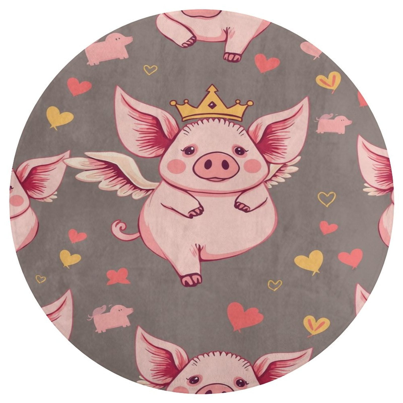Cartoon Pig Round Area Rug Soft Sofa Nursery Carpet Floor Mat Non Slip ...