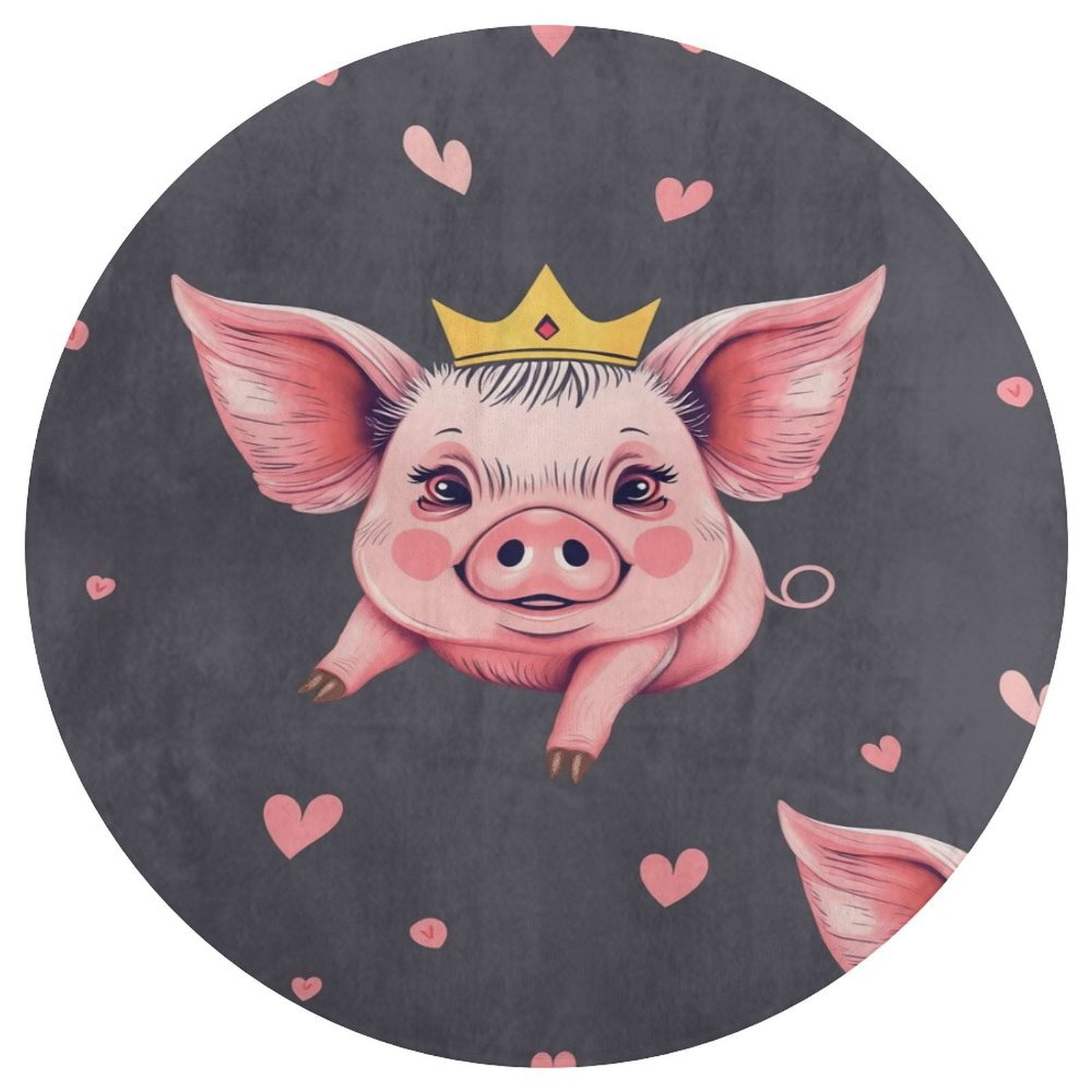 Cartoon Pig Rugs Trea Rugs Not-Slip Round Rugs Area Carpets for Living ...