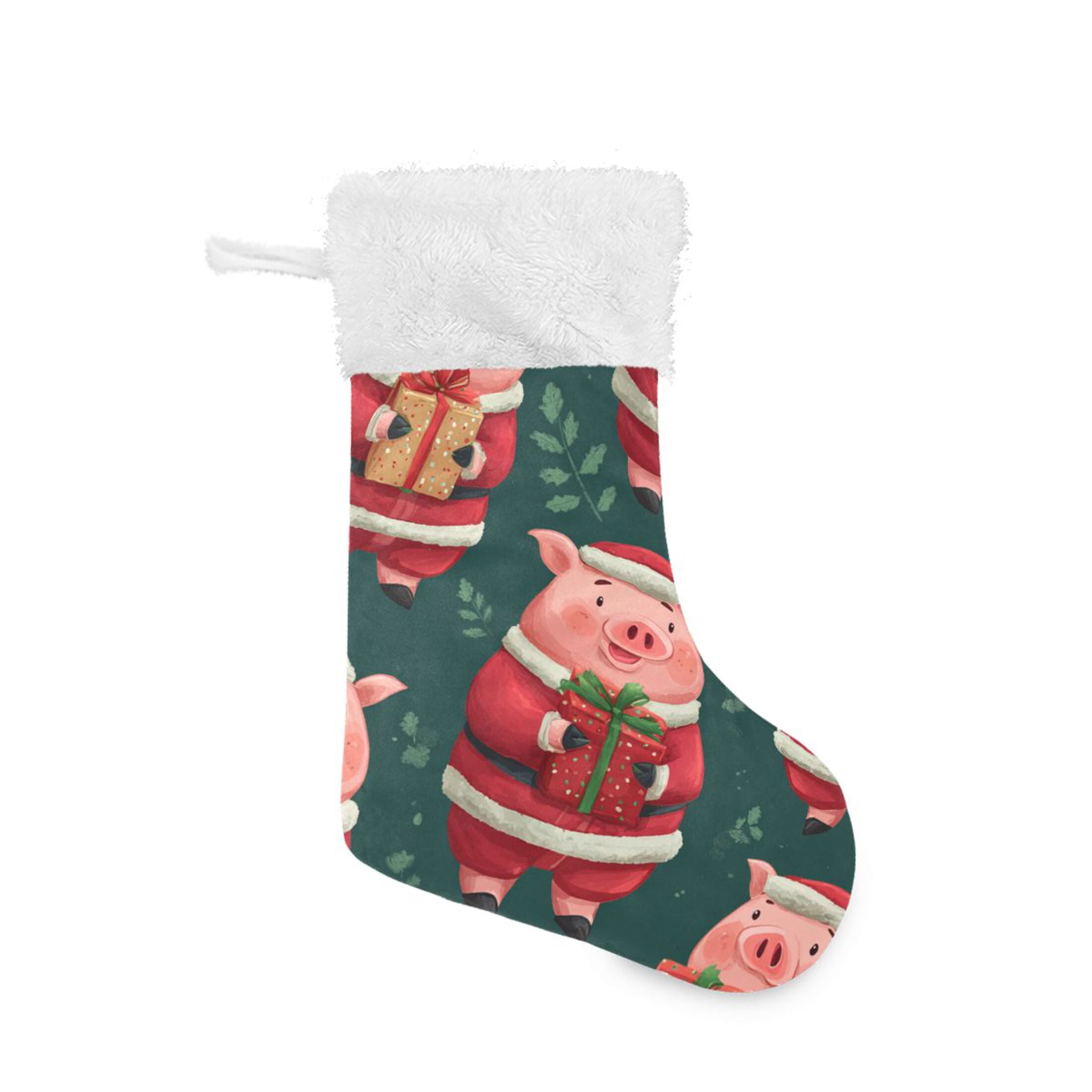 Cartoon Pig with Christmas Gift Christmas Stockings Large Capacity 18 ...