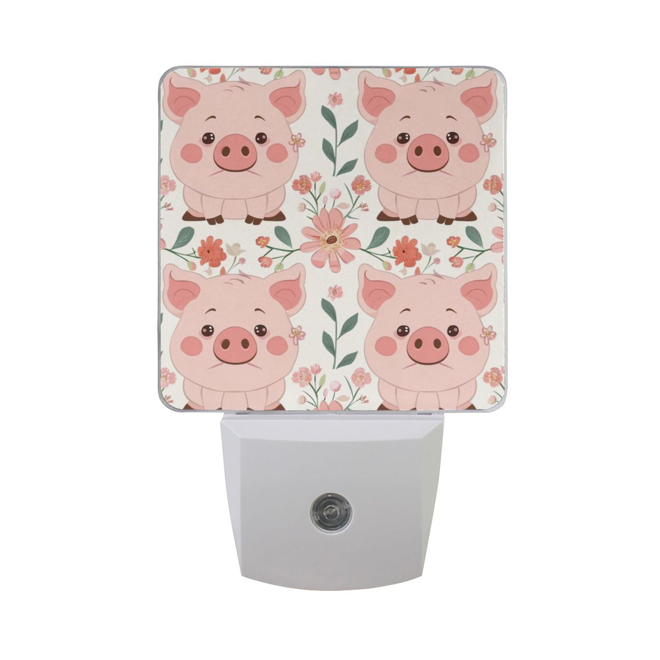 Cartoon Pig with Flower Night Light 2 Pack LED Nightlight Plug into ...