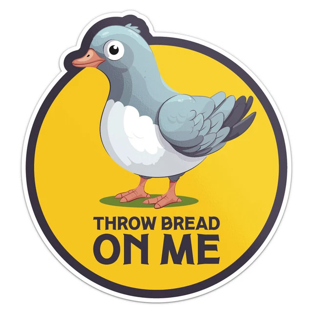 Cartoon Pigeon Throw Bread On Me Sticker Phone Decal Water Bottle ...