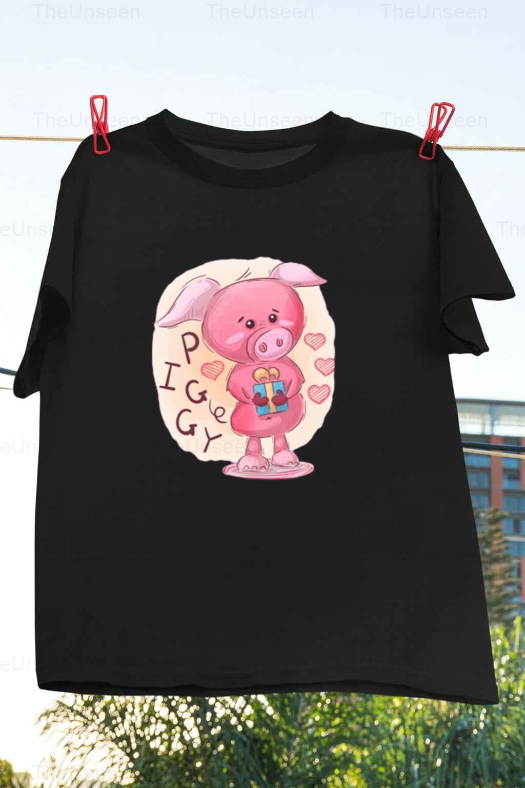 Cartoon Piggy Cute Farm Animal Oink Graphic Art Unisex T-Shirt up to ...