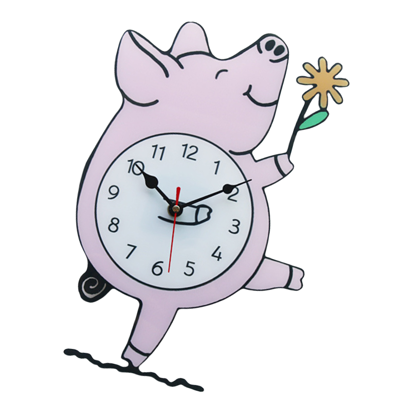 Cartoon Piggy Wall Clock Acrylic Ornament Easy Installation Quiet ...