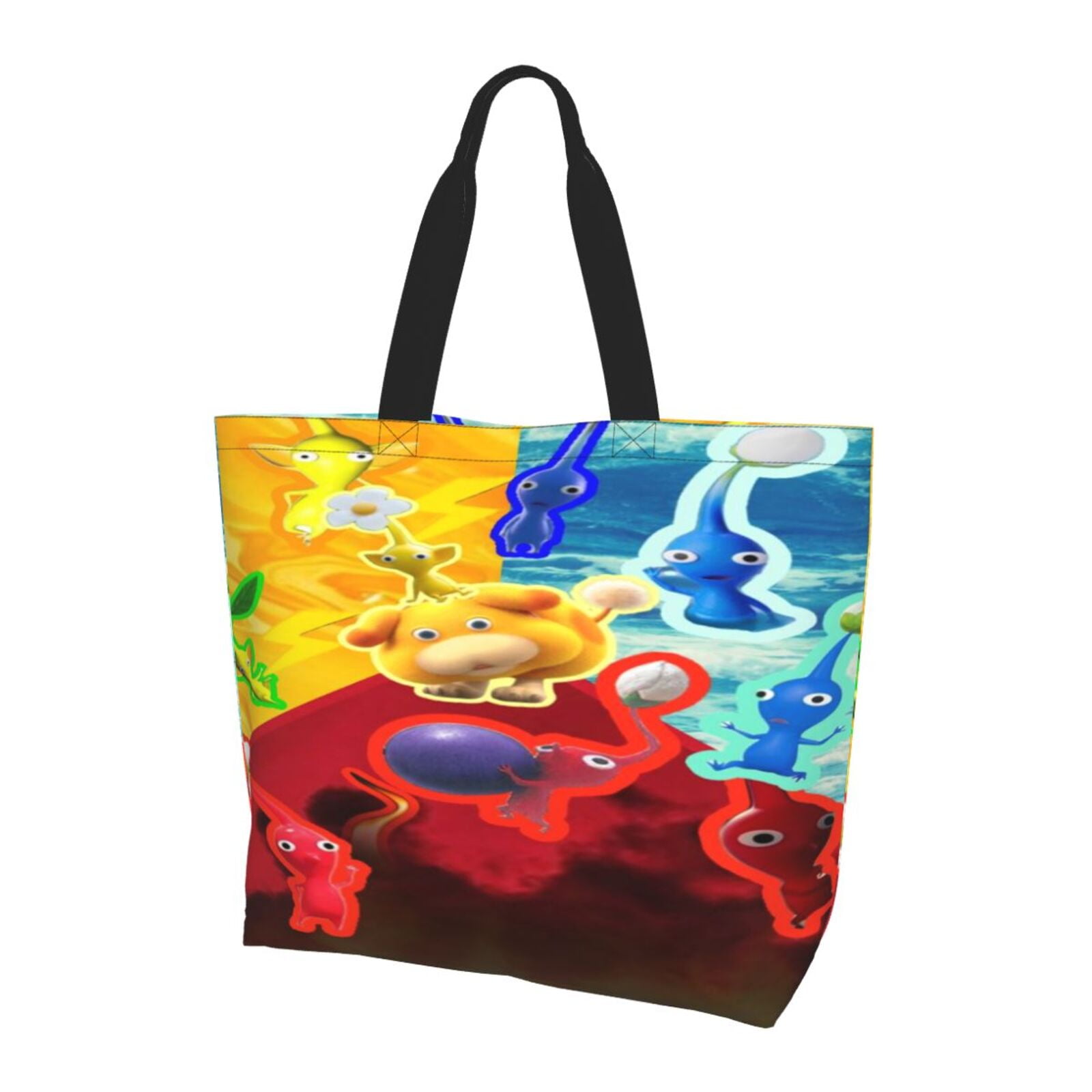 Cartoon Pikmin Totes Bag Shopping Shoulder Bags for Women Foldable ...