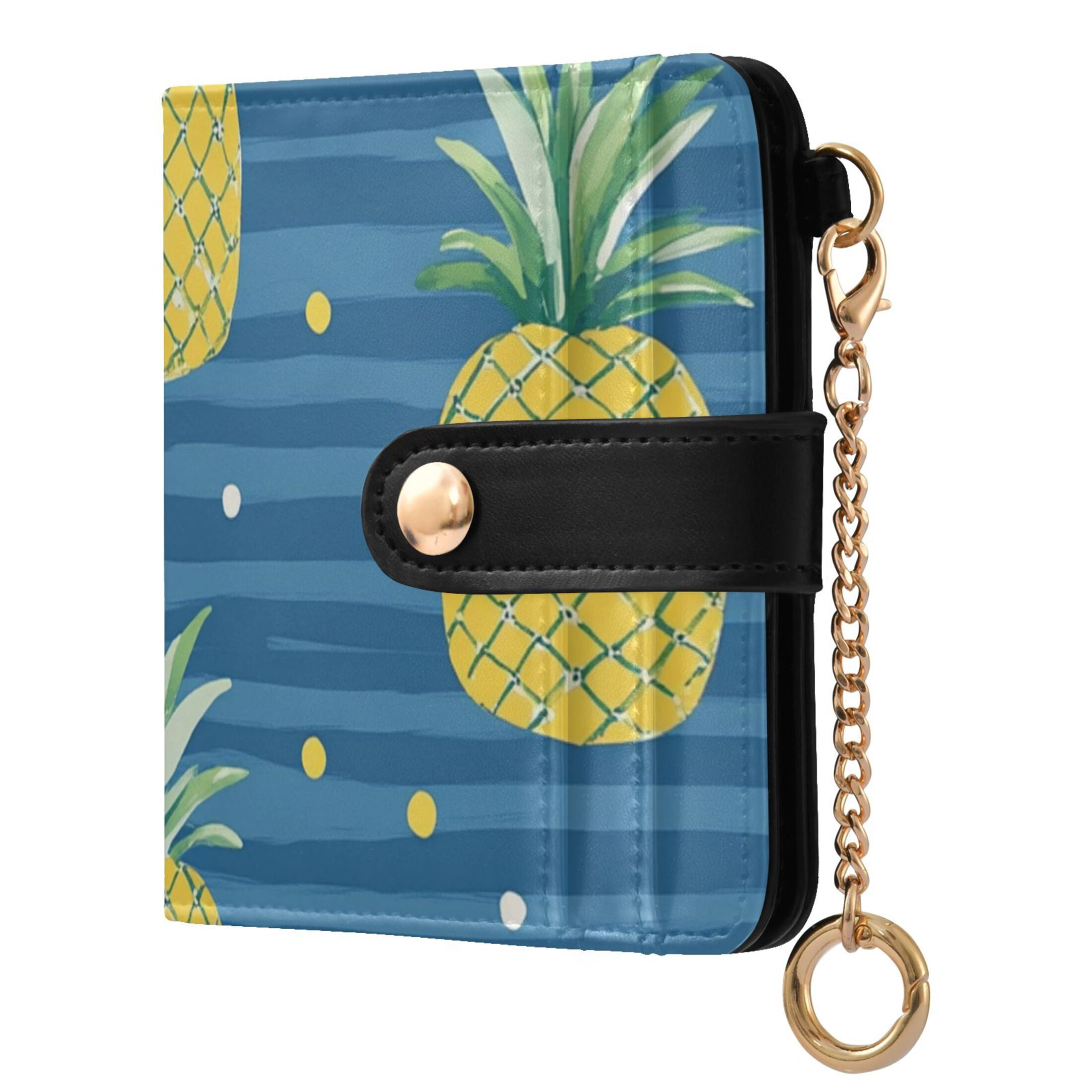 Cartoon Pineapple Polka Dots Stripes Women's Wallet PU Leather Card ...