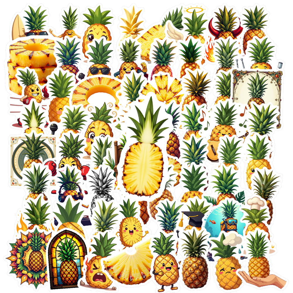 Cartoon Pineapple Theme Stickers, Waterproof Pineapple Theme Sticker ...