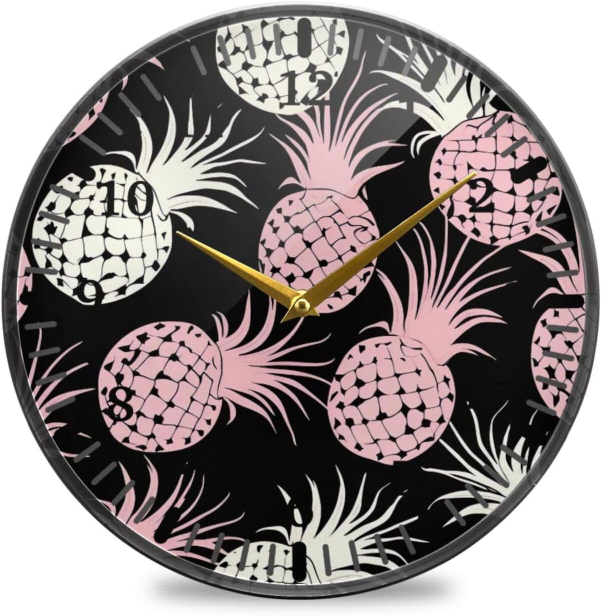 Cartoon Pineapple Wall Clock Silent Non-Ticking Round 12 Inch Quartz ...