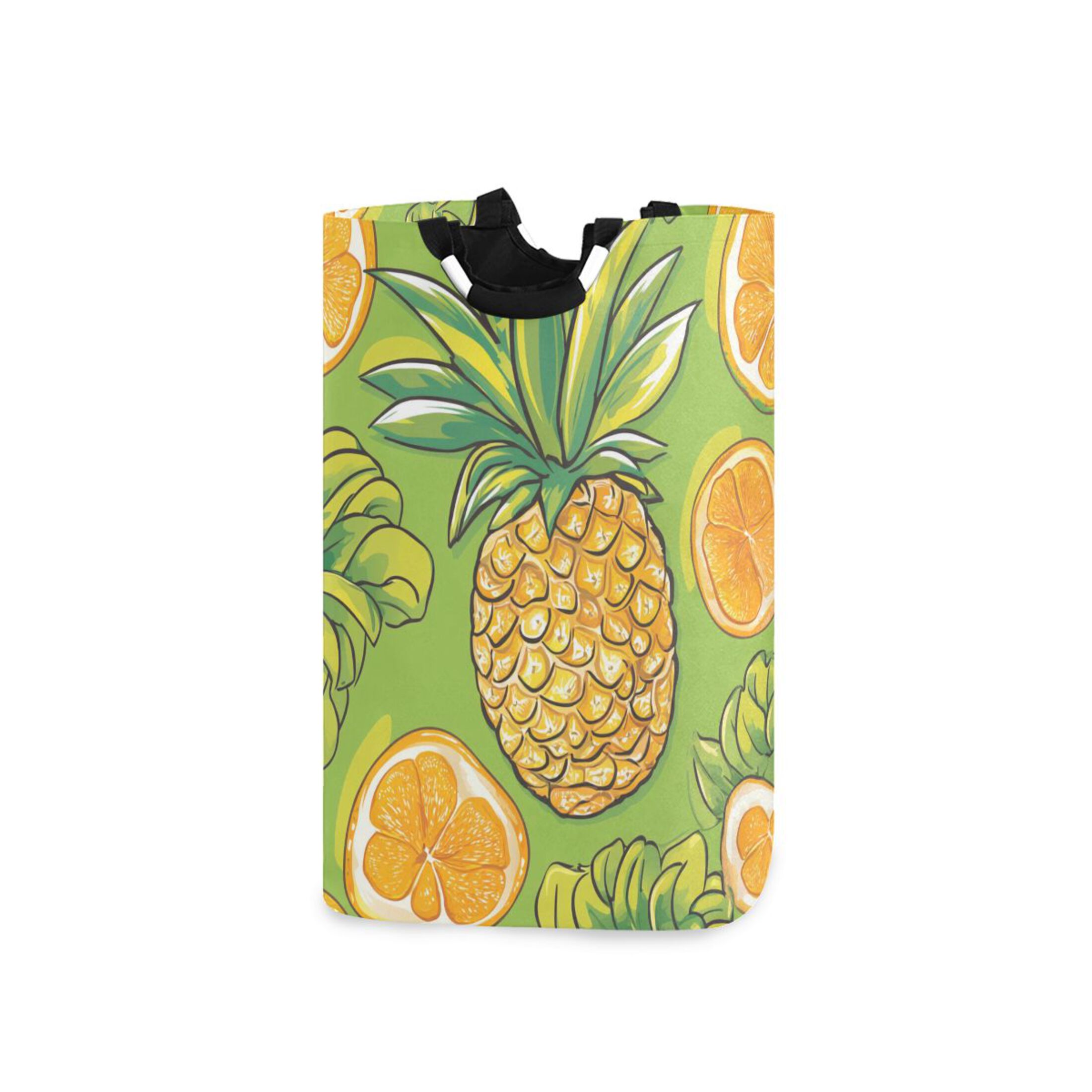 Cartoon Pineapple and Orange Laundry Basket with Handles 50L ...
