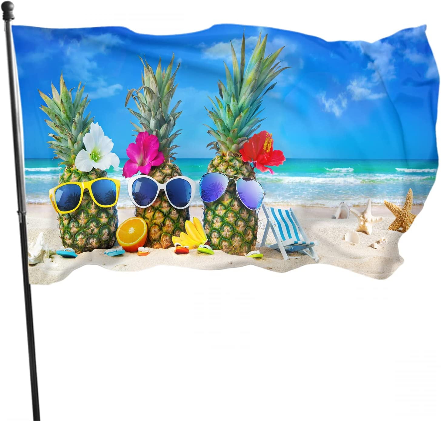 Cartoon Pineapples Flag Outdoor,funny pineapple beach sunglasses sea Tropical summer Garden ...