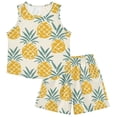 Cartoon Pineapples Pajamas Set Sleeveless Sleepwear Tank Tops with ...