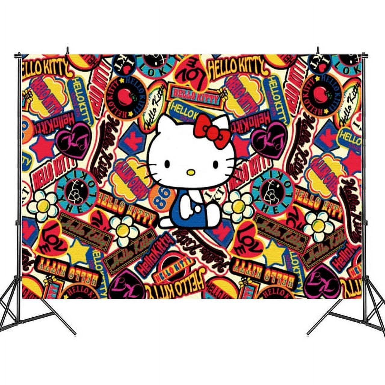 Cartoon Pink Cat Backdrop Birthday Decoration Customize Hello Party ...