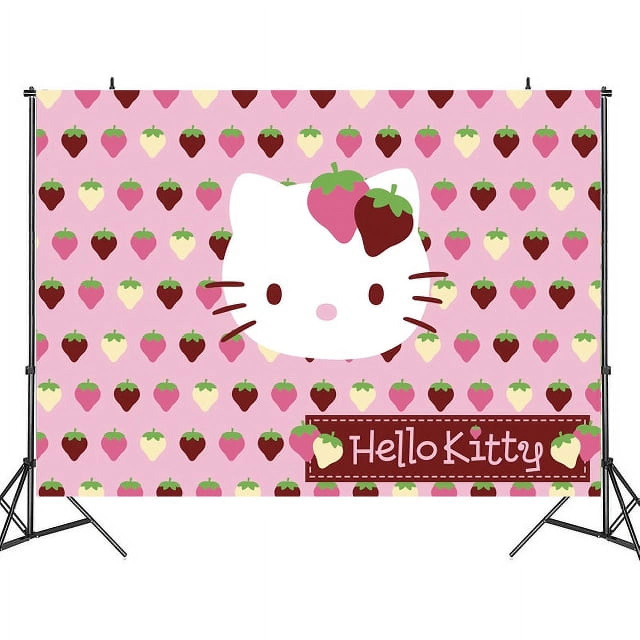Cartoon Pink Cat Backdrop Birthday Decoration Customize Hello Party ...