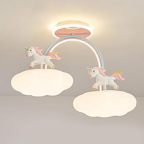 Cartoon Pink Chandelier,Cloud Shaped and Unicorn Model,Kids Lamp for ...