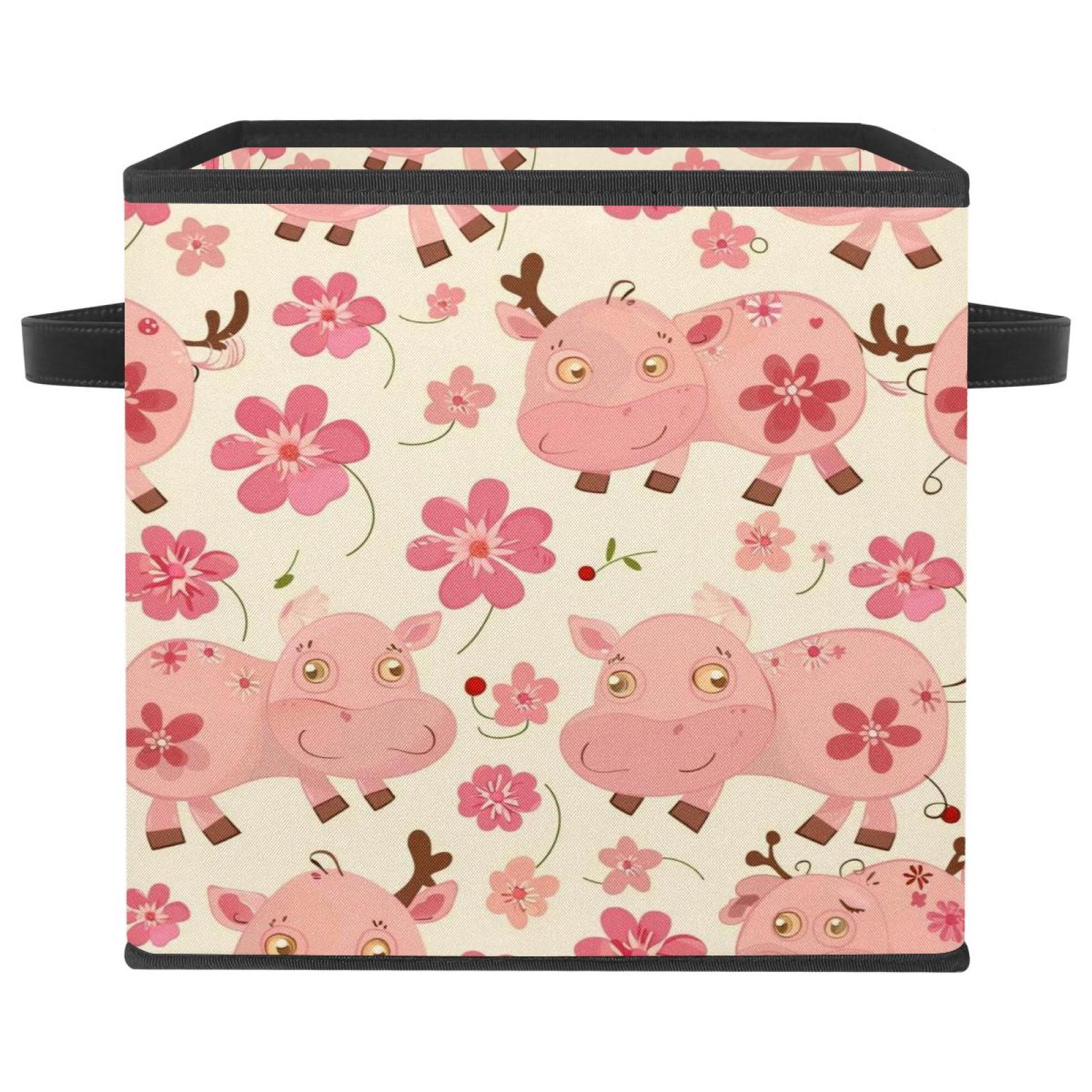 Cartoon Pink Cow Pattern Storage Bins, Extra Large Closet Storage Cube ...