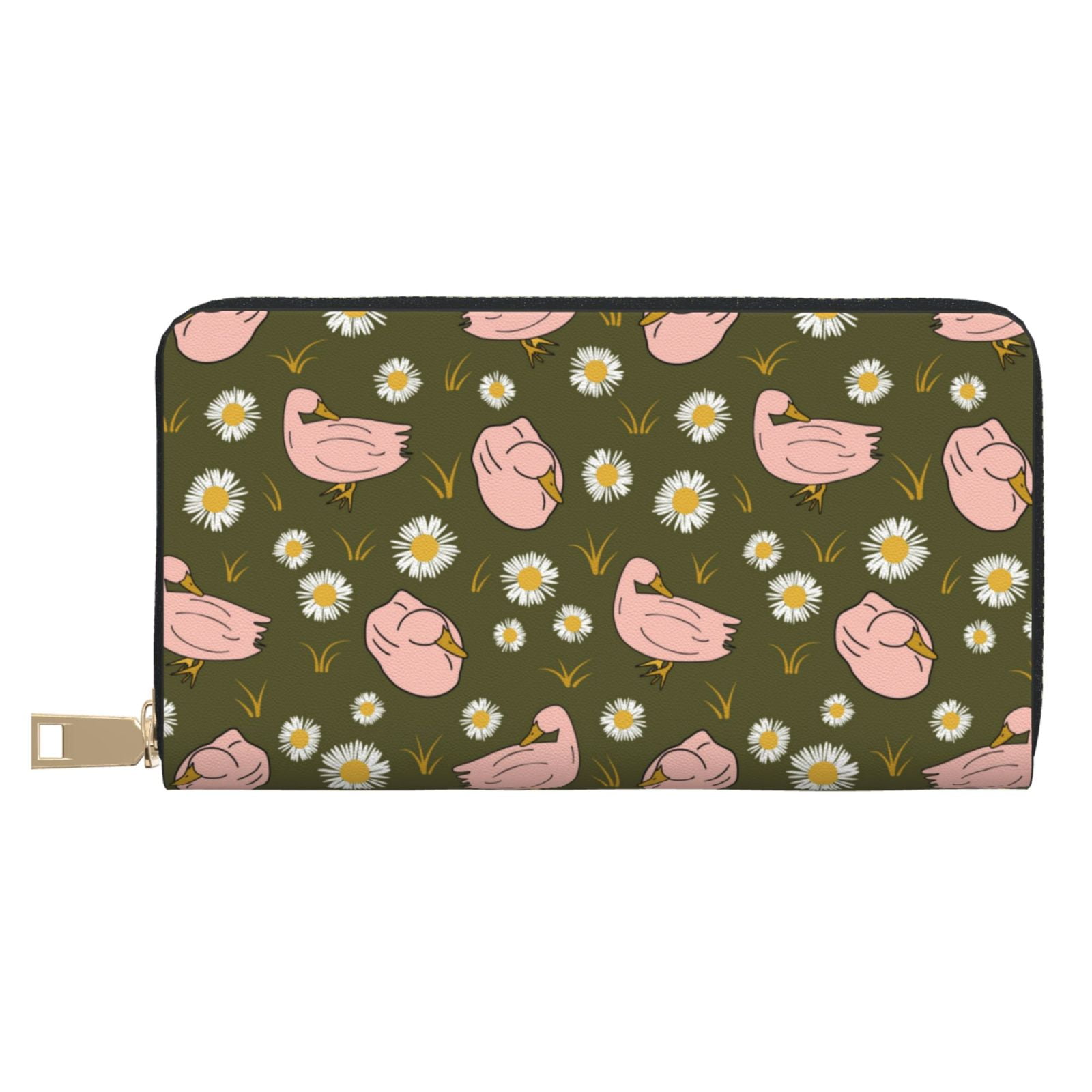 Cartoon Pink Cute Duck Daisy Wallet Women, Leather Bifold Multi Card ...