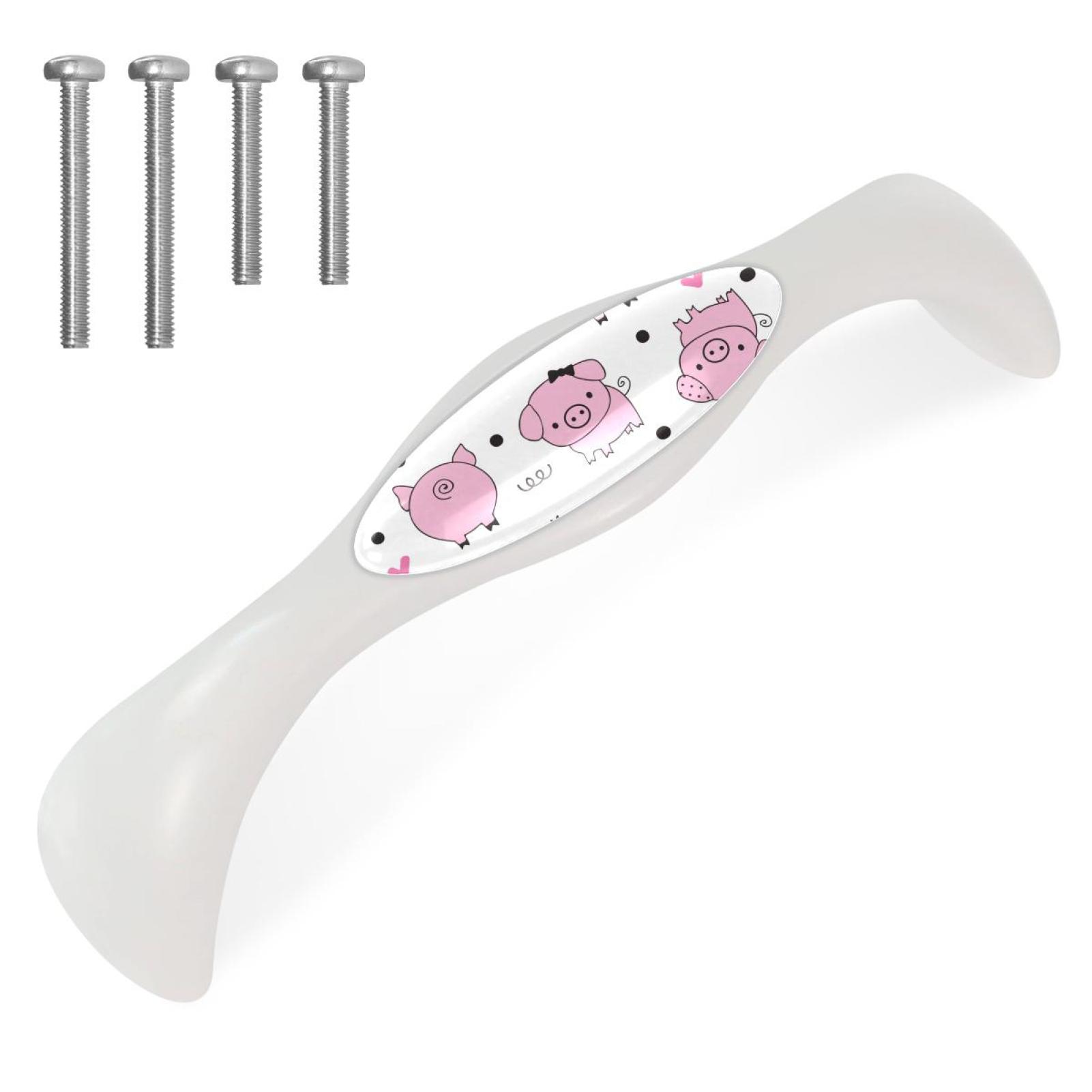 Cartoon Pink Cute Pig Knob 4 Pack Arched Drawer Pulls Crystal Glass ...