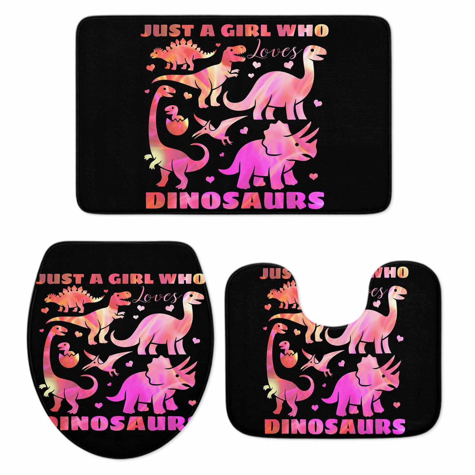 Cartoon Pink Dinosaurs Bathroom Rugs Set Just A Girl Who Loves ...