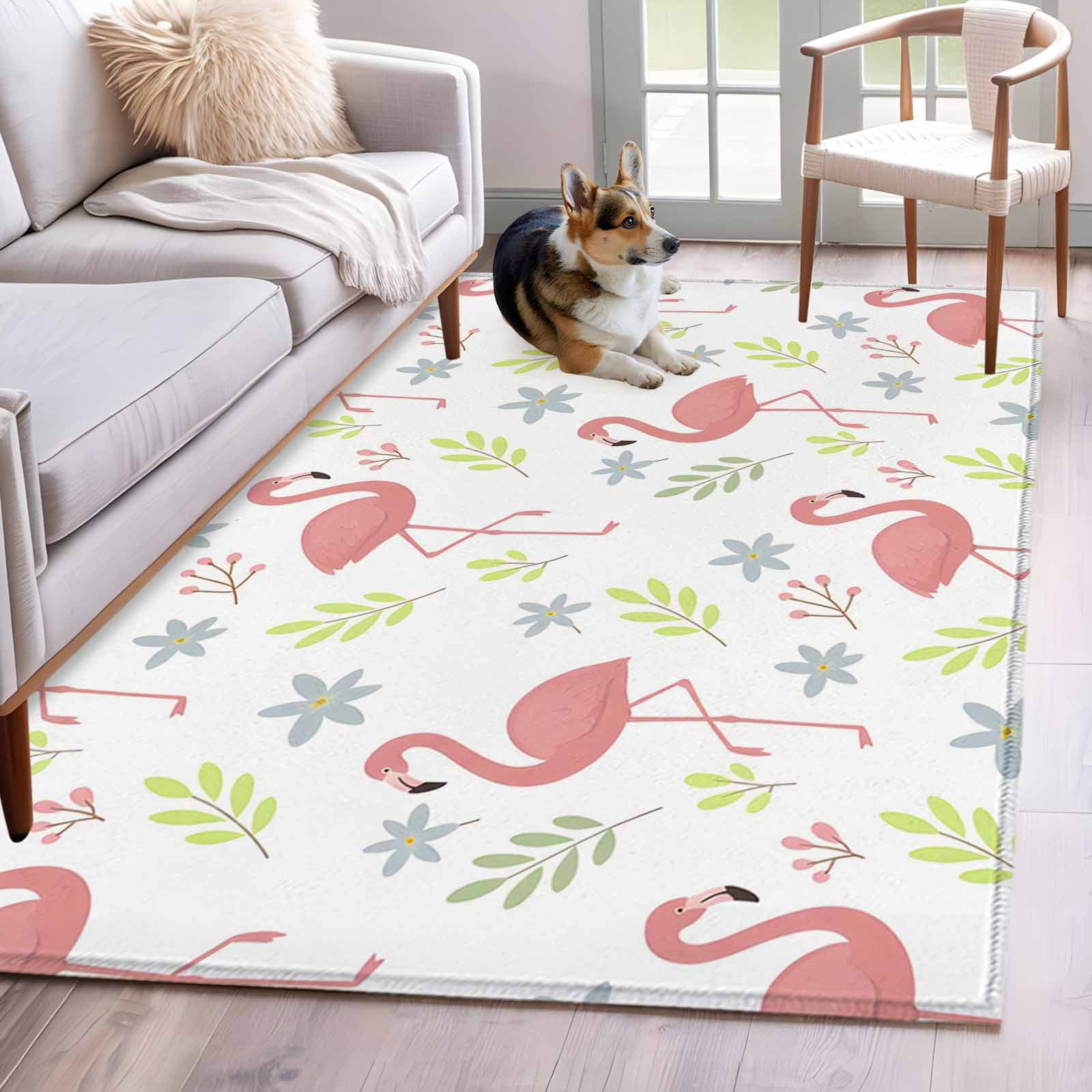 Cartoon Pink Flamingo 4'x6' Rug for Dining Table for 4 People Under ...