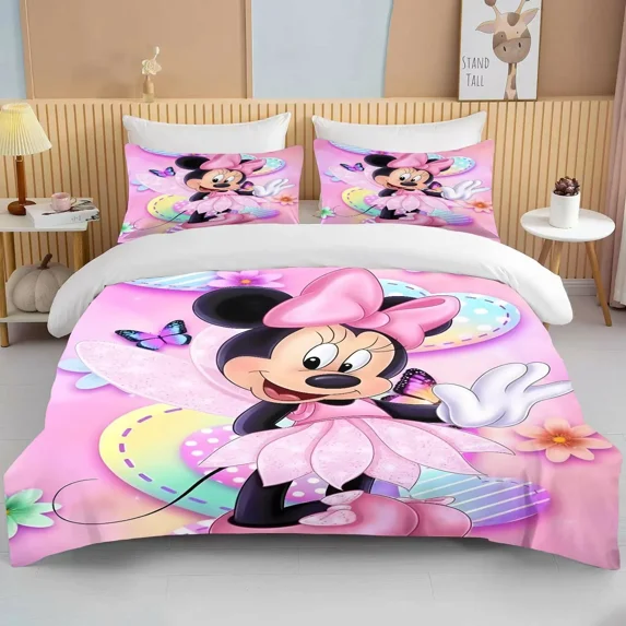 Cartoon Pink Mouse Bedding Set Duvet Cover Comfortable and Lightweight ...